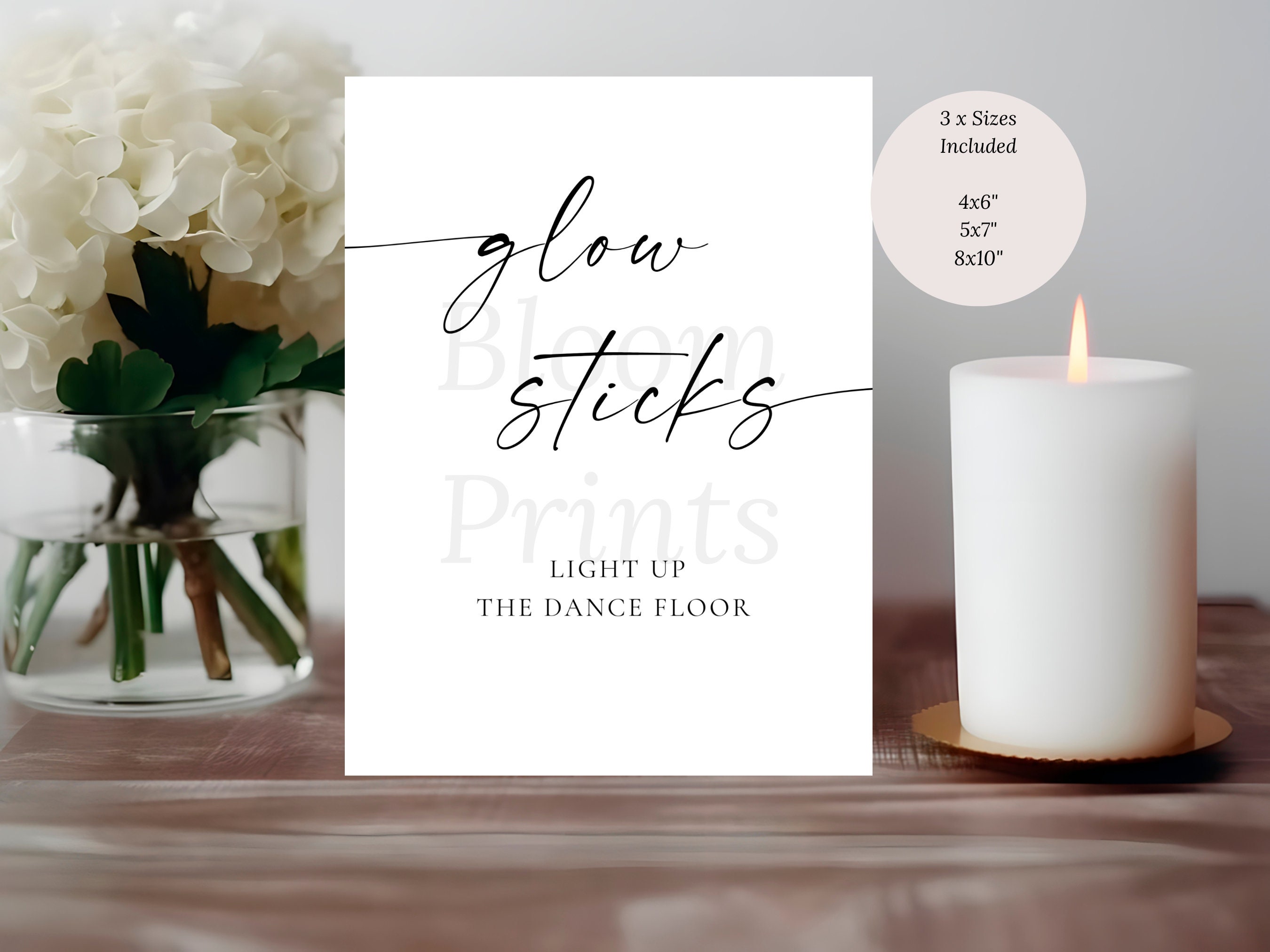 Emma Wedding Glow Stick Sign Template | Light up the Dance Floor Sign ...