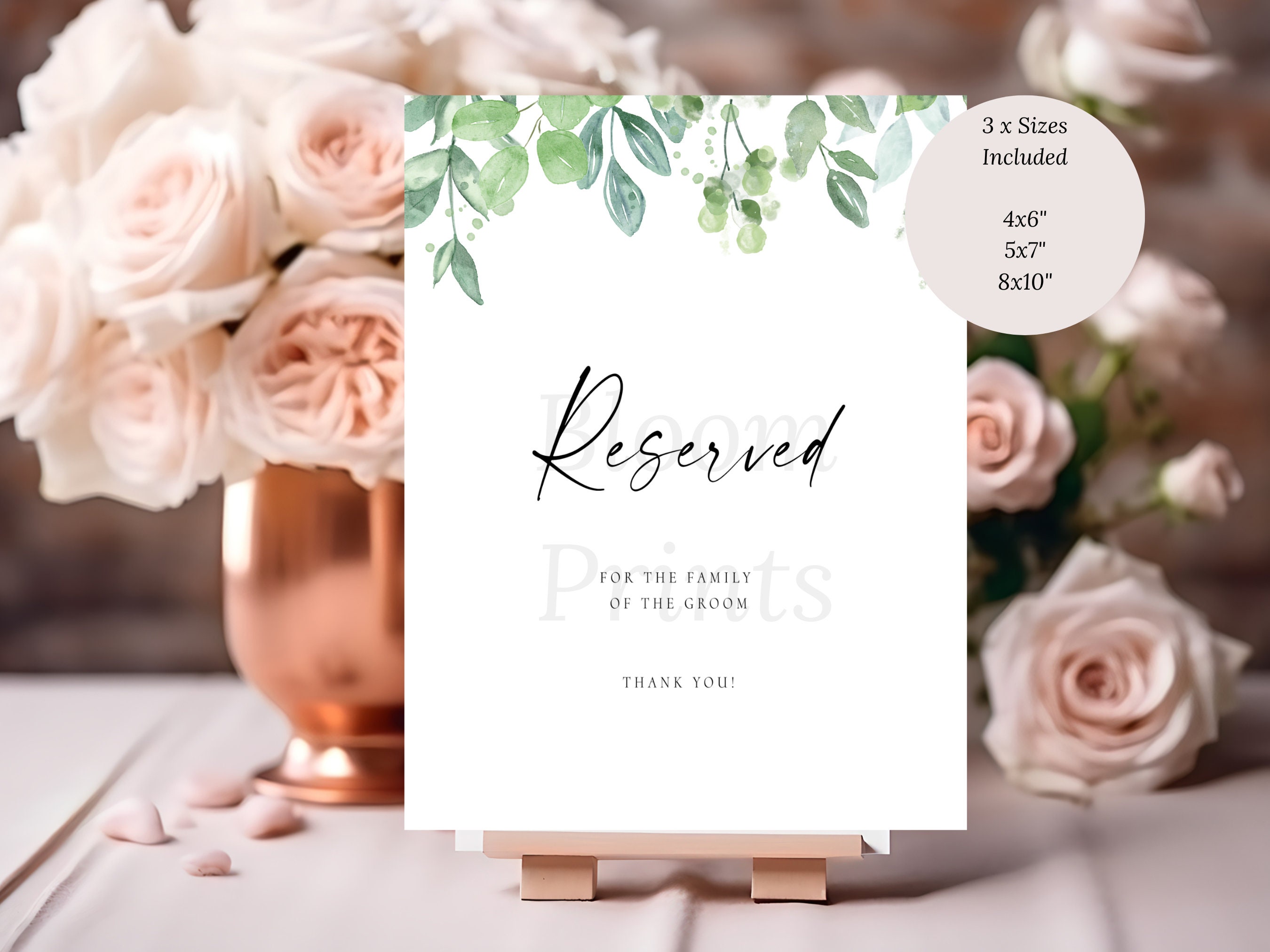 Sara Minimalist Reserved Table Sign Template | Reserved for Family Sign ...