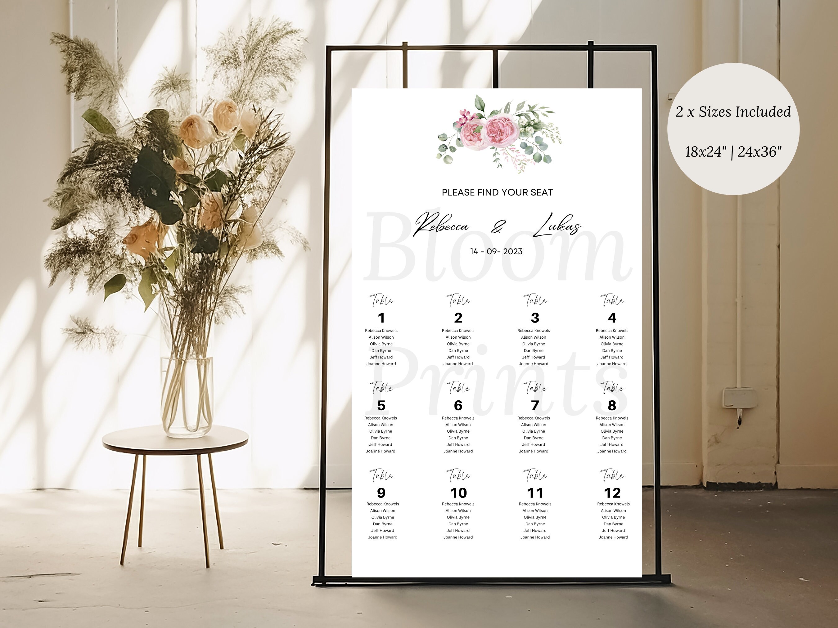 Seating Chart Template Editable Seating Chart Printable Seating Plan ...