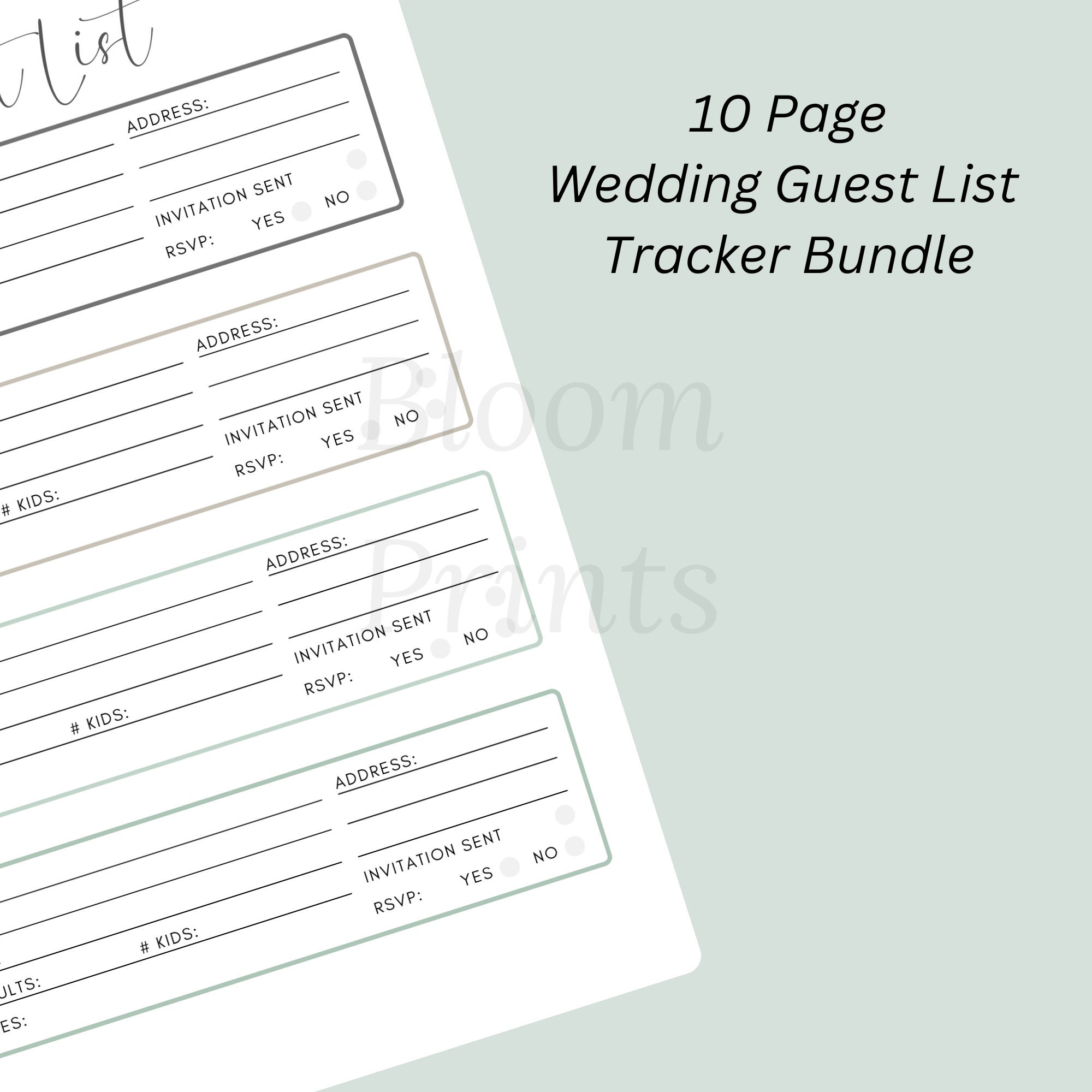 Wedding Guest List Template Wedding Guest Gift Tracker Wedding ...