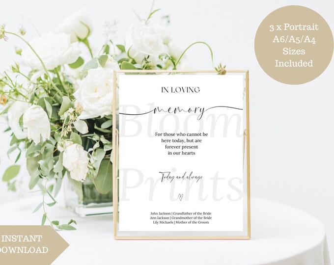 Minimalist in Loving Memory Sign Printable, Modern Forever in Our ...