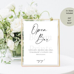 Amber Open Bar Sign Printable | Modern Wedding Bar Sign | Bohemian Free ...