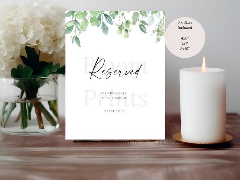 Sara Minimalist Reserved Table Sign Template Reserved for Family Sign ...