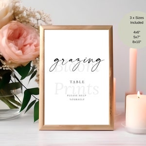 Amber Minimalist Grazing Table Sign Template | Modern Food Table Sign ...
