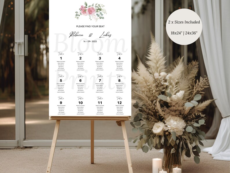 Seating Chart Template | Editable Seating Chart | Printable Seating ...