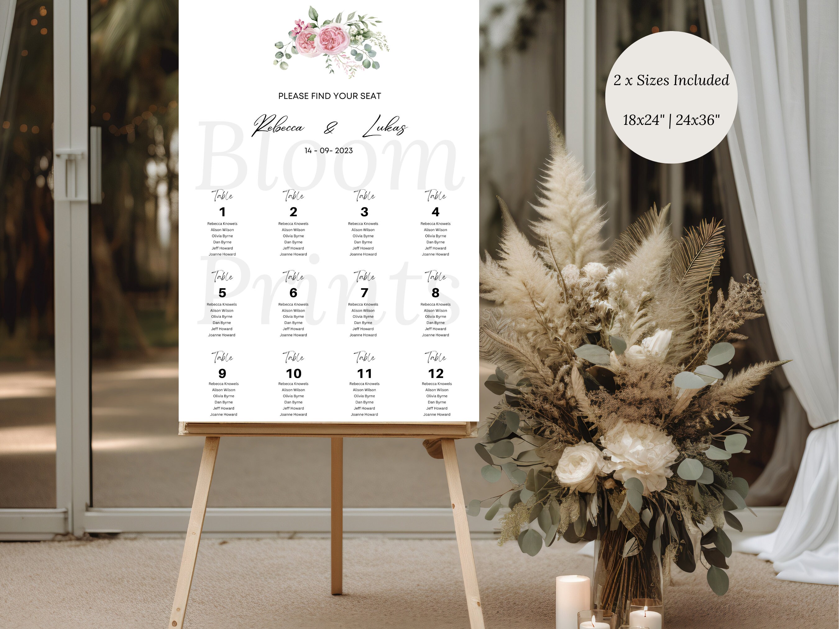 Seating Chart Template Editable Seating Chart Printable Seating Plan ...