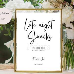 Mia Minimalist Late Night Snacks Sign | Late Night Snacks Sign | Modern ...
