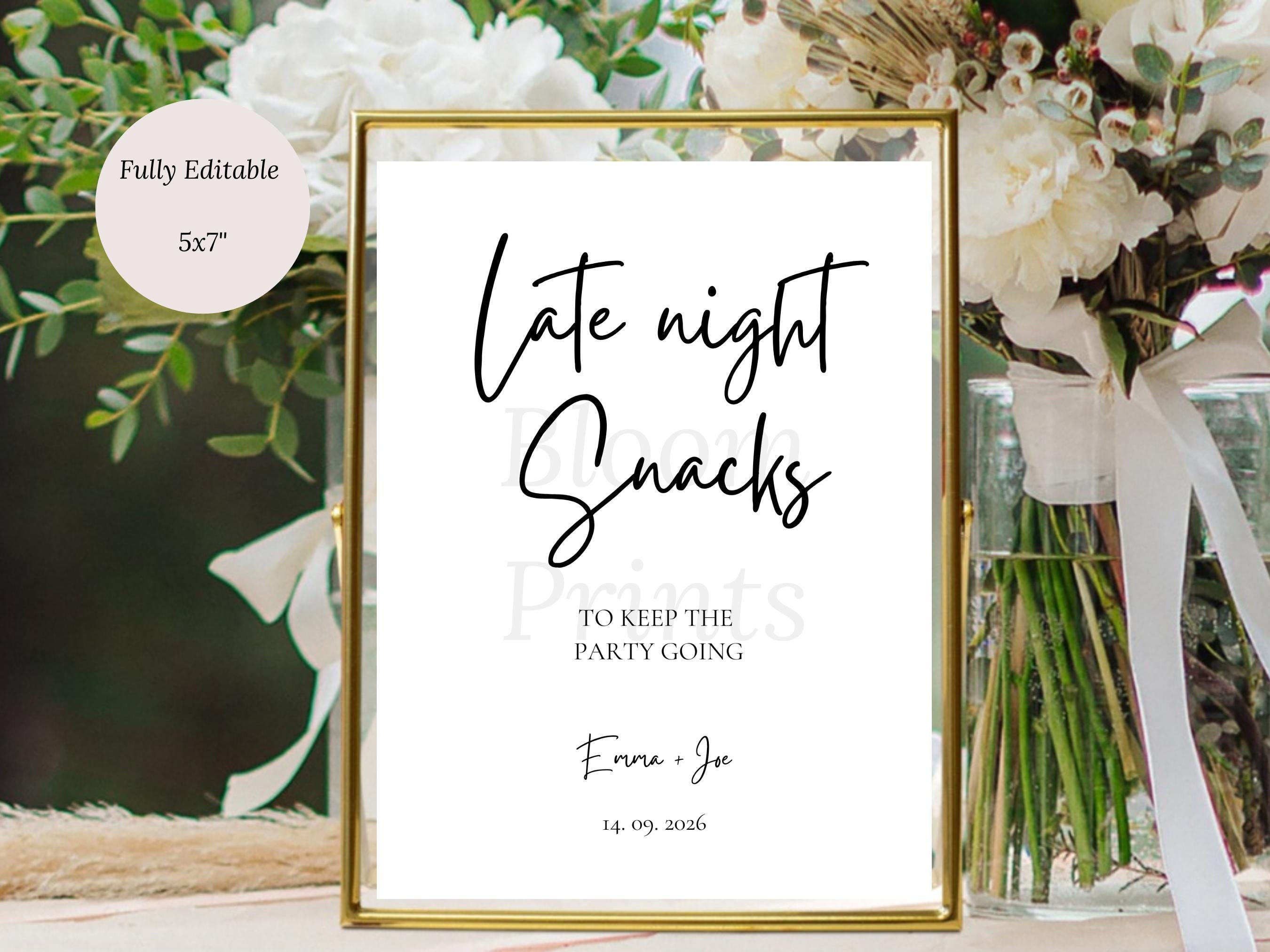 Mia Minimalist Late Night Snacks Sign | Late Night Snacks Sign | Modern ...