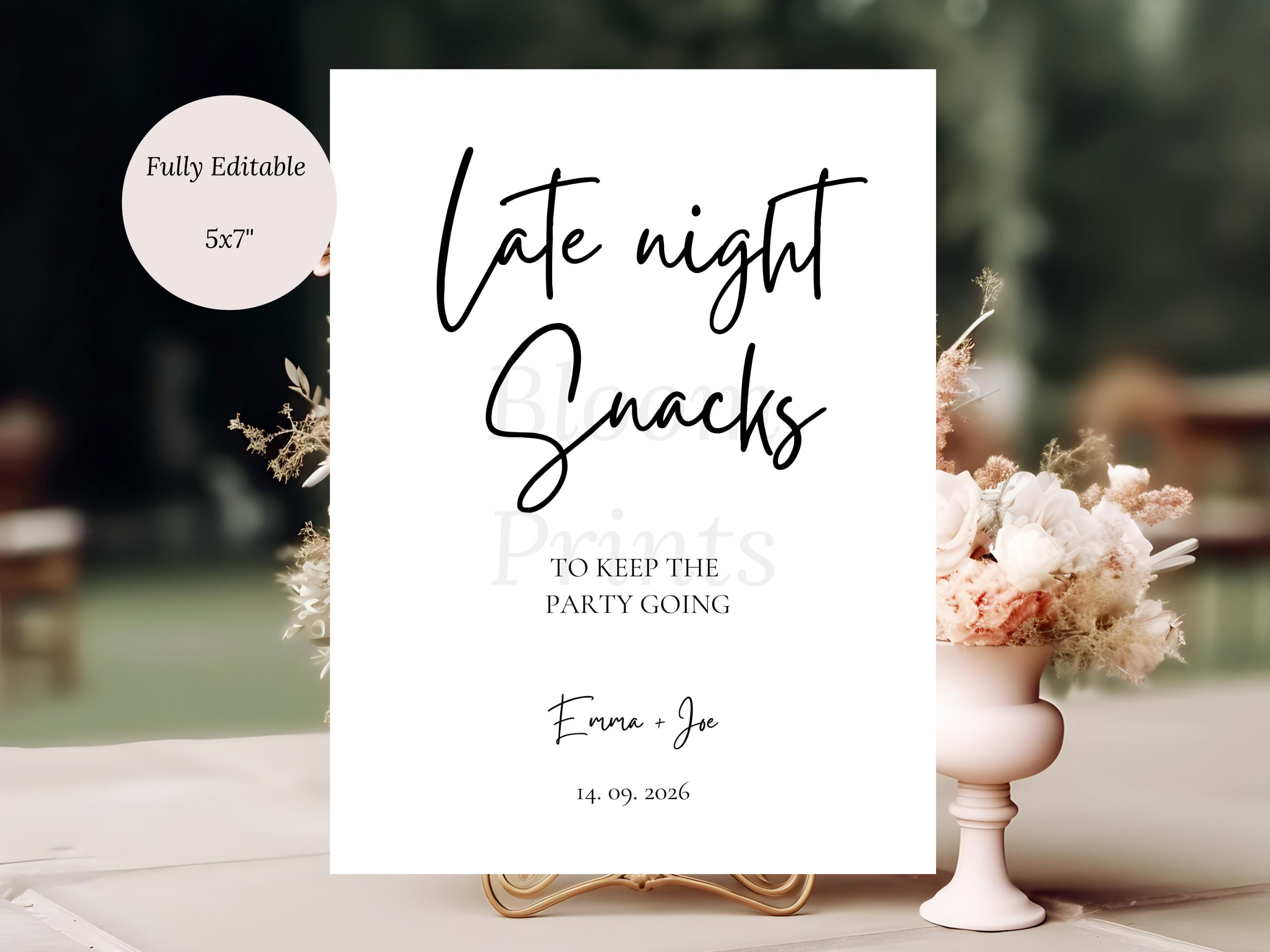 Mia Minimalist Late Night Snacks Sign | Late Night Snacks Sign | Modern ...