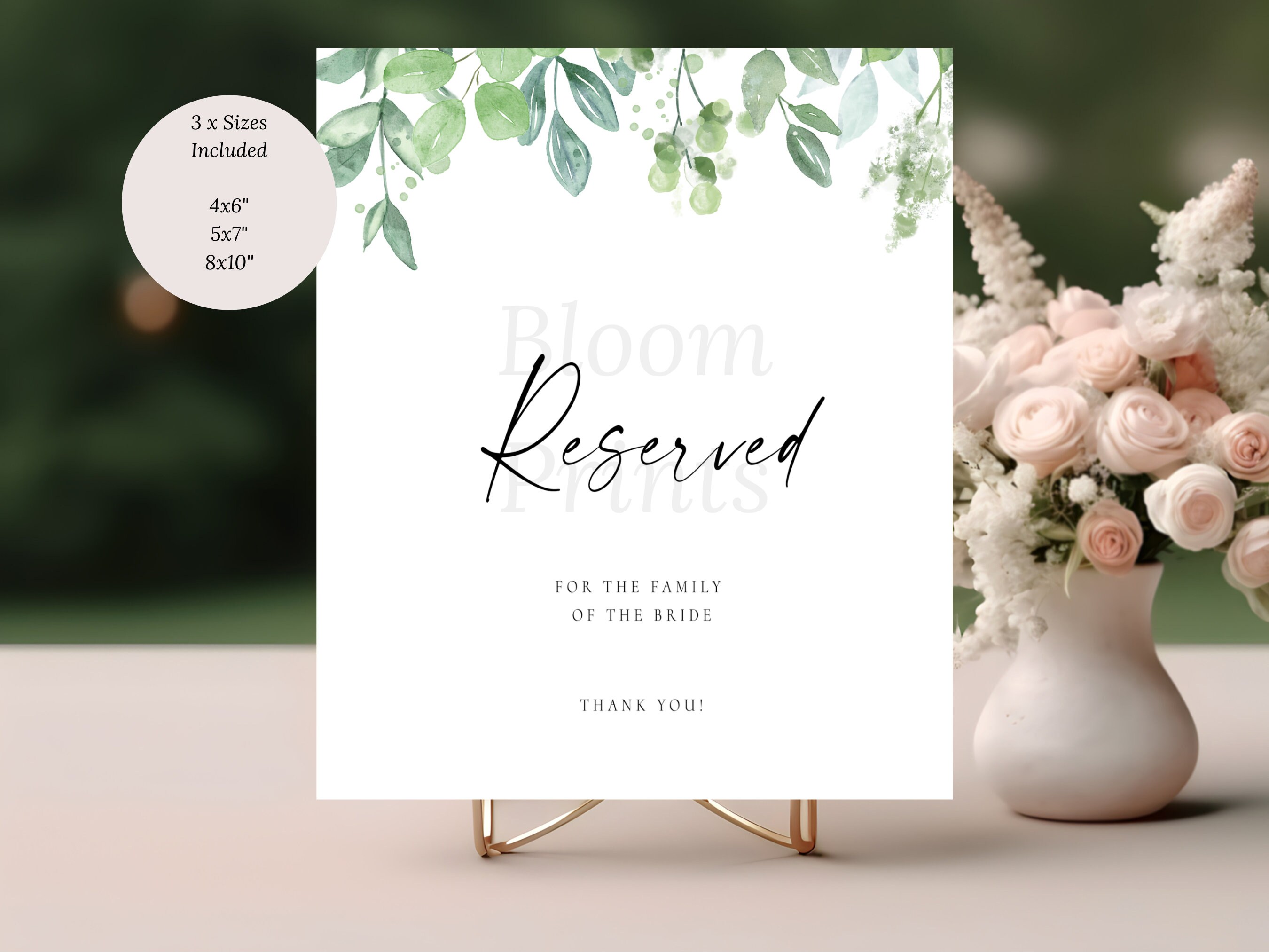 Sara Minimalist Reserved Table Sign Template Reserved for Family Sign ...
