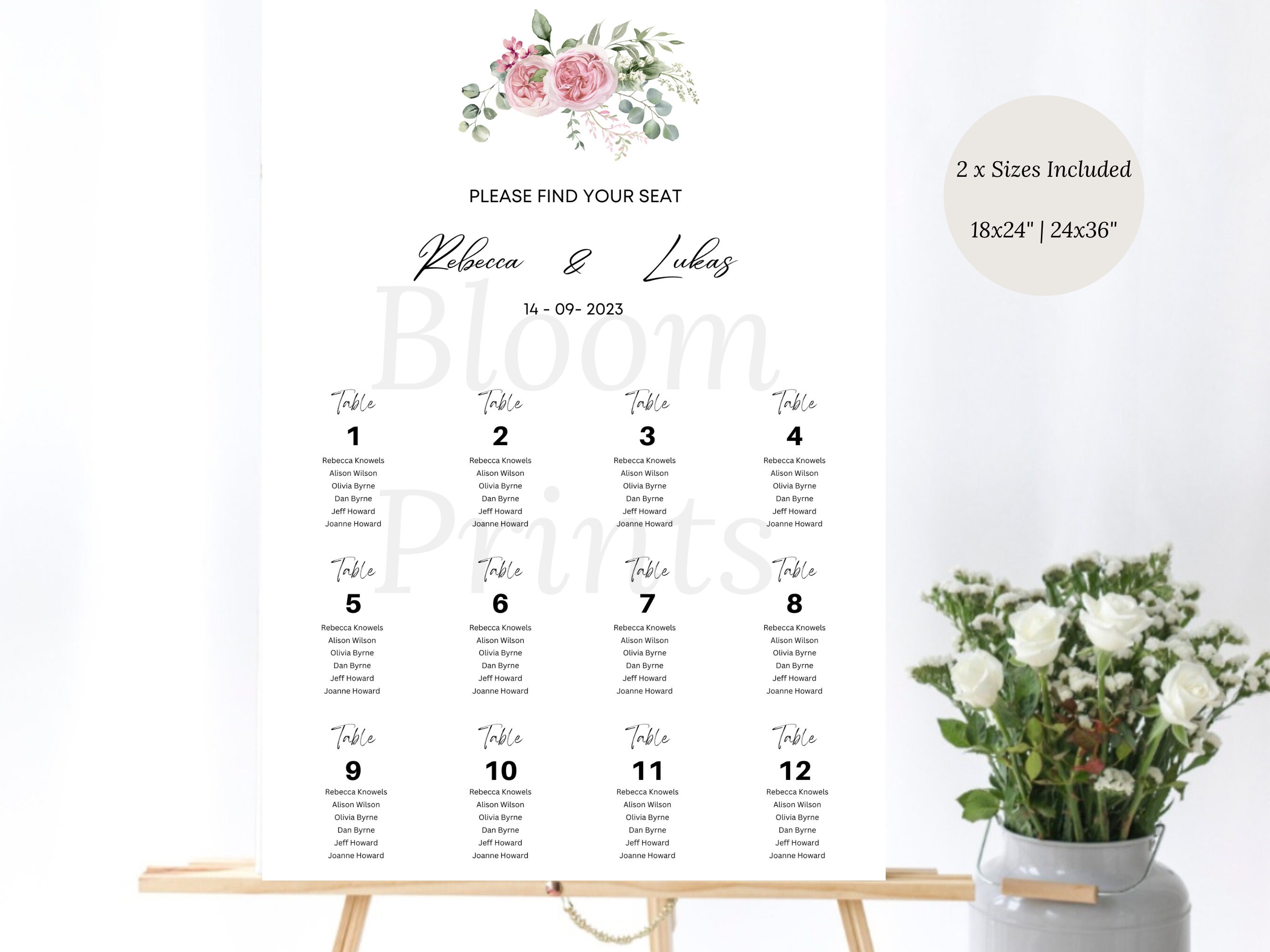 Seating Chart Template Editable Seating Chart Printable Seating Plan ...