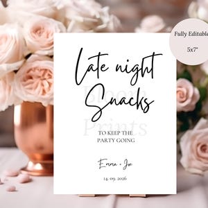 Mia Minimalist Late Night Snacks Sign | Late Night Snacks Sign | Modern ...