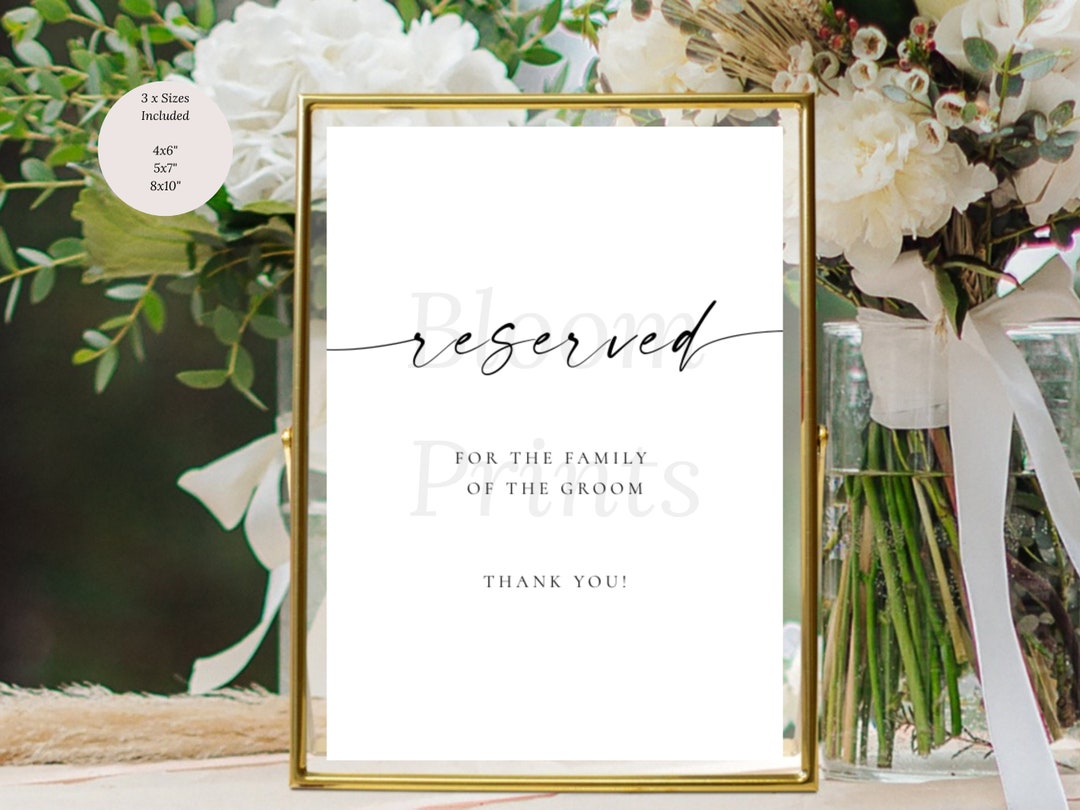 Emma Minimalist Reserved Groom Sign Template | Modern Reserved Seating ...