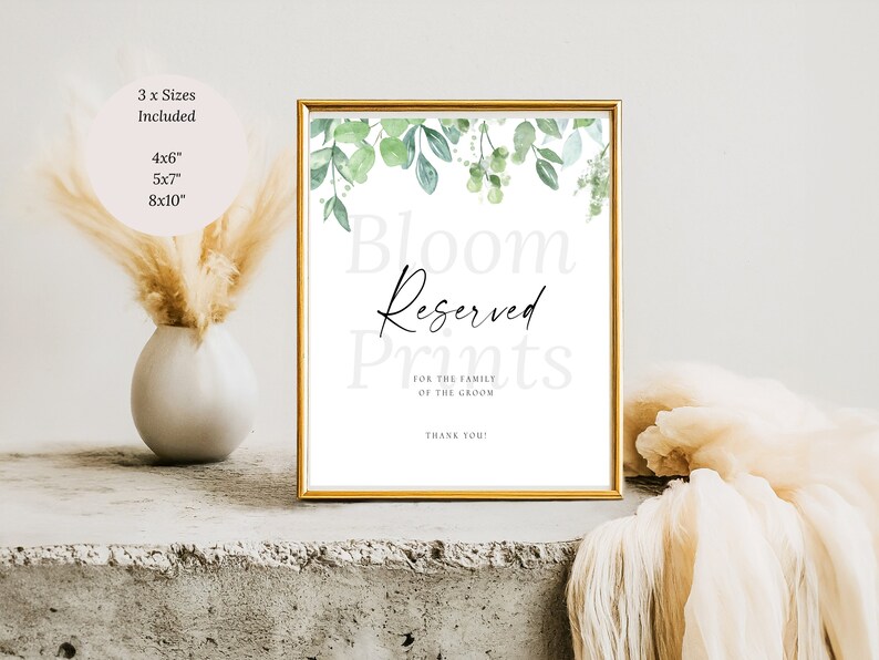 Sara Minimalist Reserved Table Sign Template | Reserved for Family Sign ...