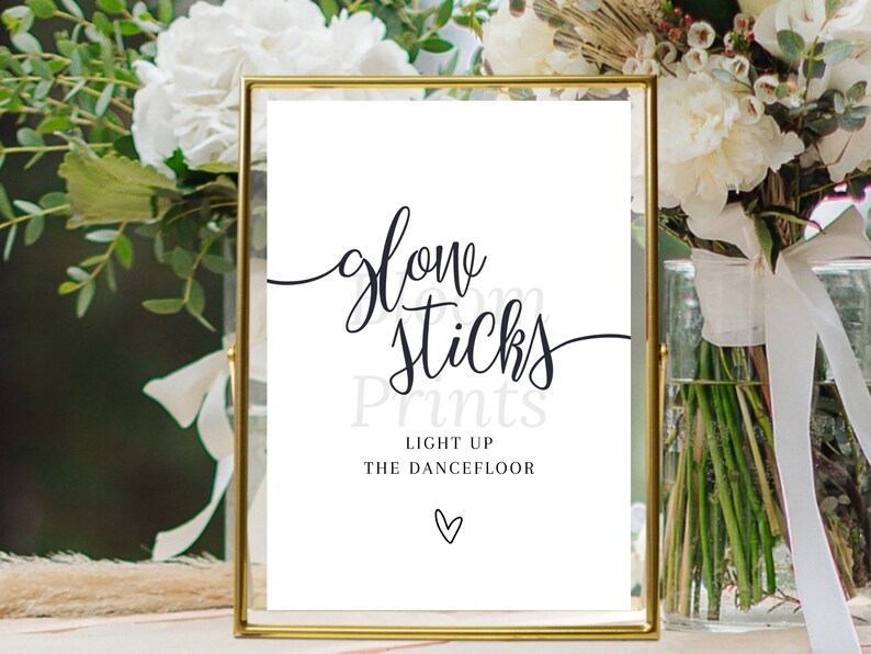 Wedding Glow Stick Sign Template | Light up the Dance Floor Sign ...