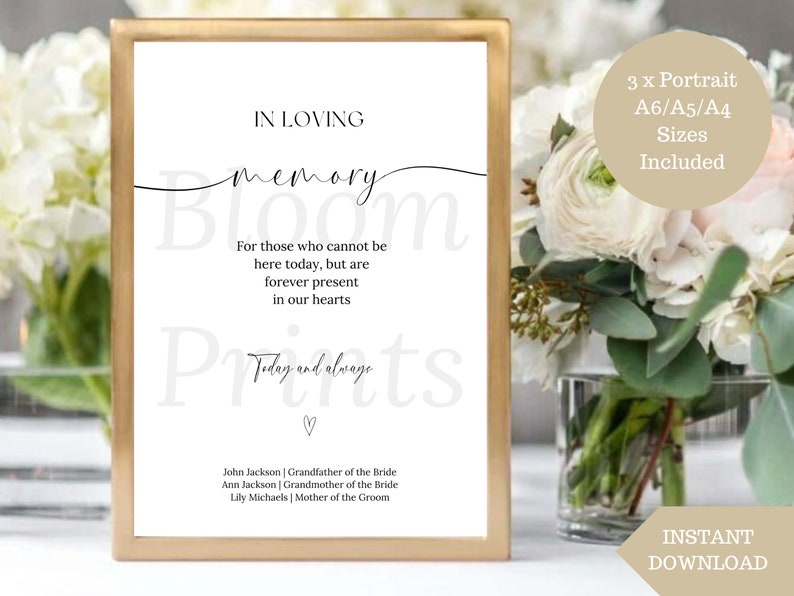 Modern Minimalist in Loving Memory Sign | Printable Template Memorial ...