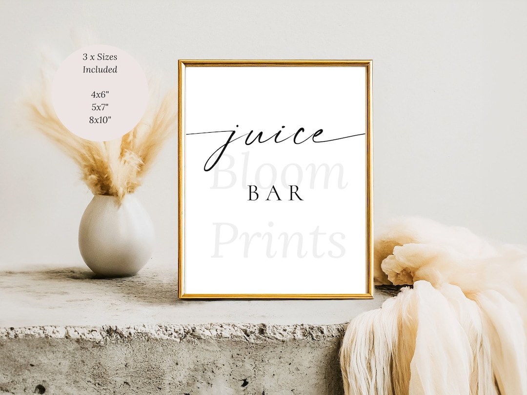 Emma Juice Bar Sign | Bridal Shower Juice Table Sign | Modern ...