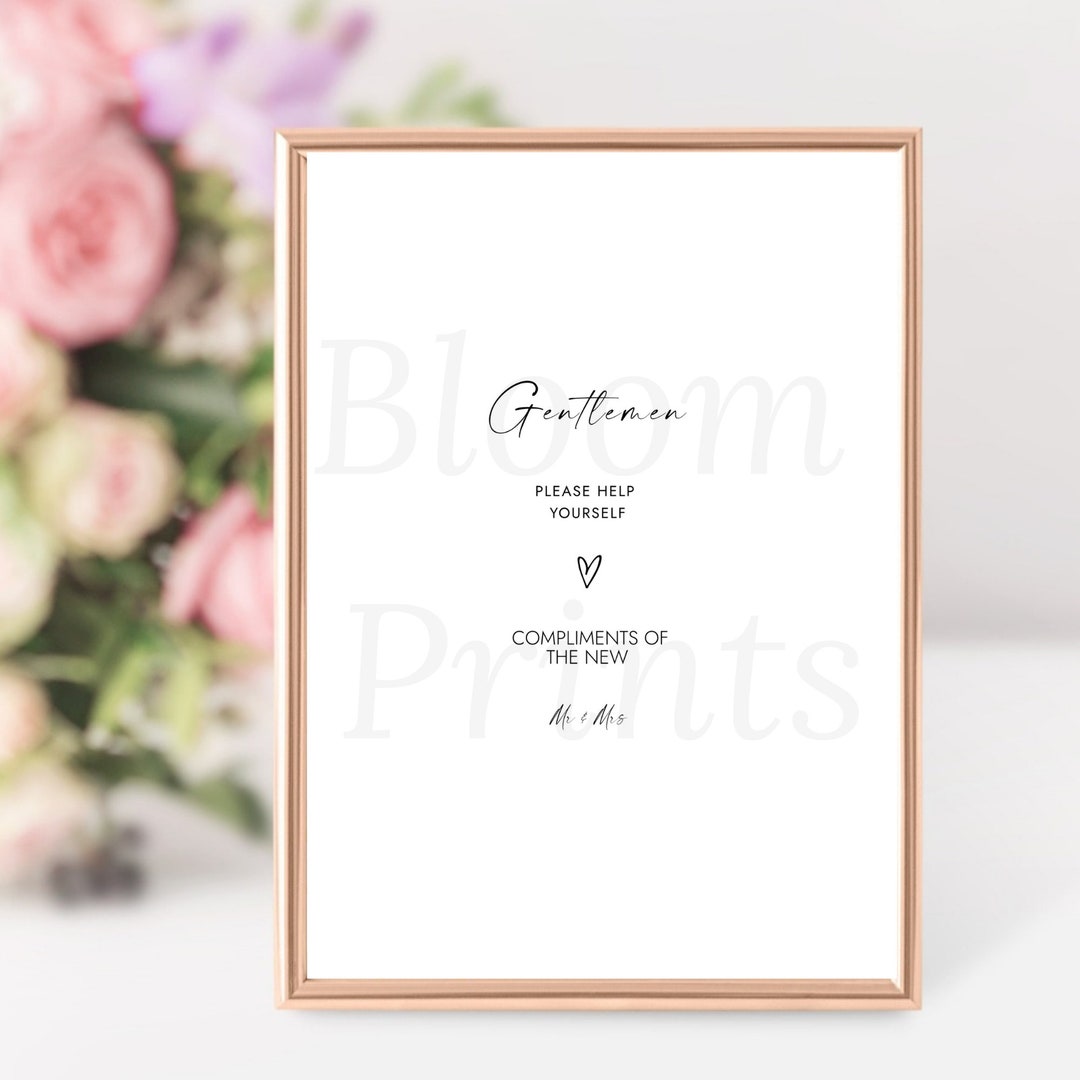 Minimalist Gentlemen Bathroom Signage | Wedding Bathroom Signage ...