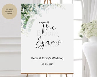 Editable Wedding Welcome Sign Template, Eucalyptus Welcome Board ...