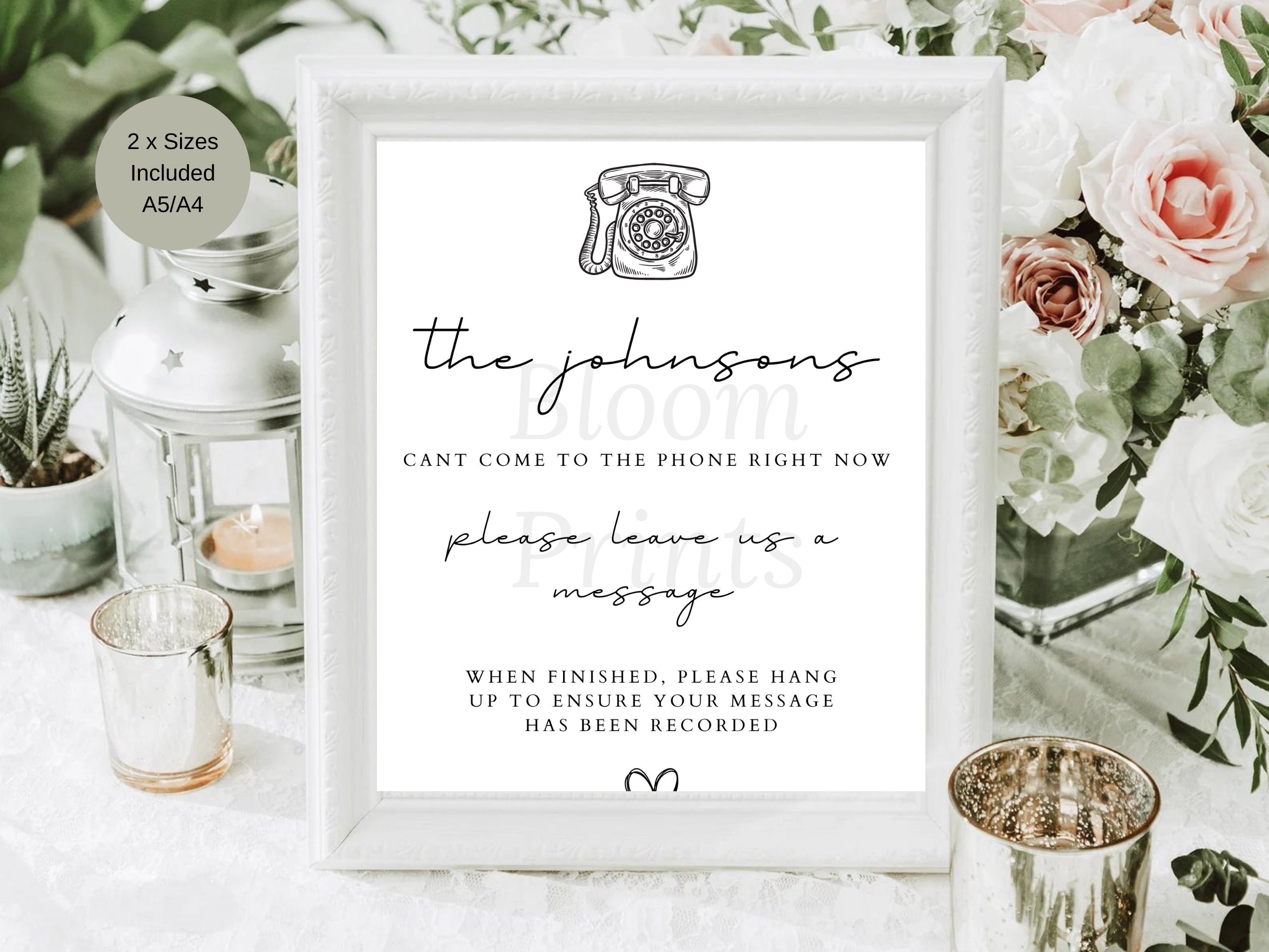 Minimalist Telephone Guestbook Sign Printable Modern Wedding Sign Audio ...