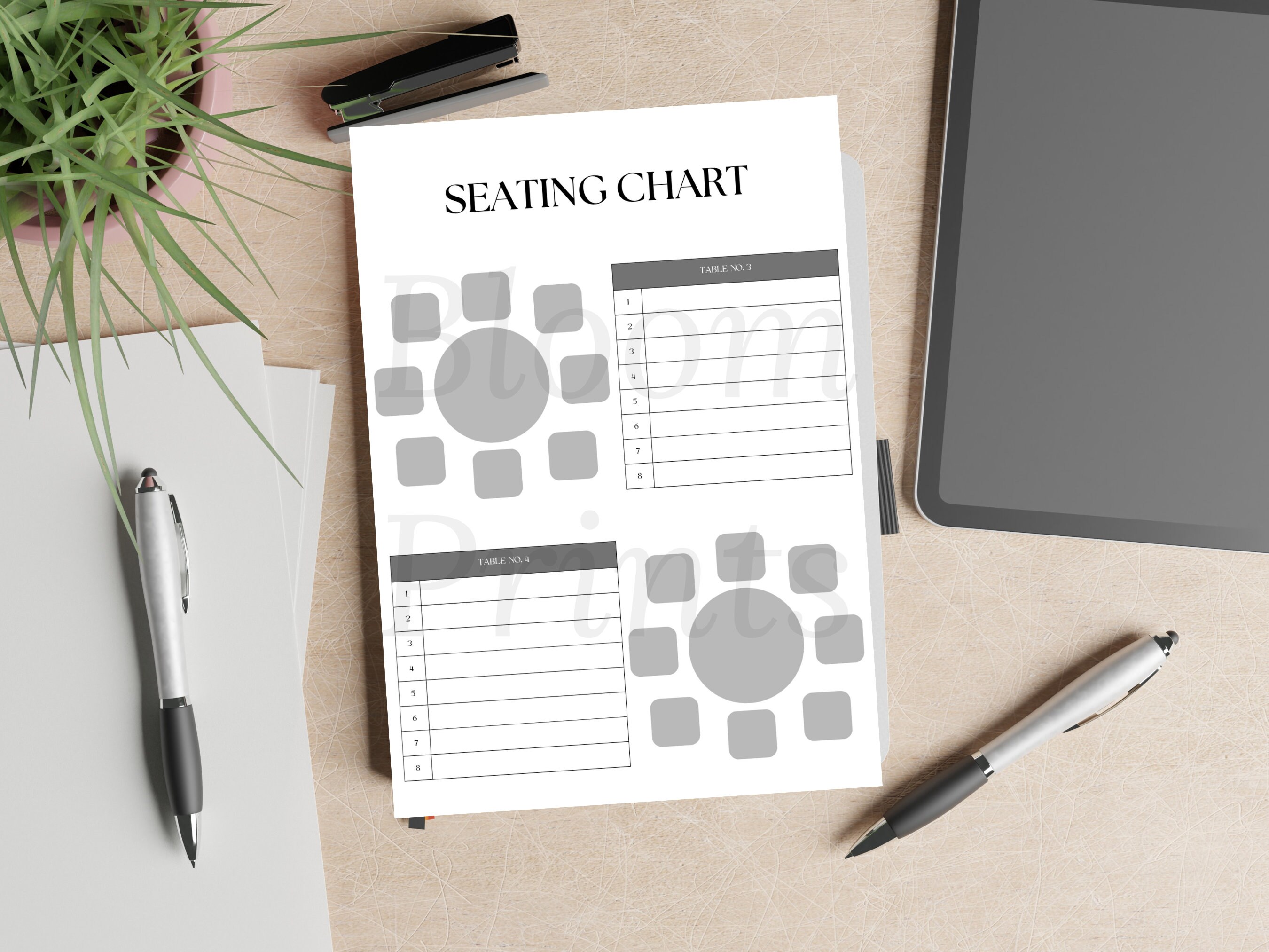 Printable 8 Seater Wedding Table Seating Chart|round Table Seating ...