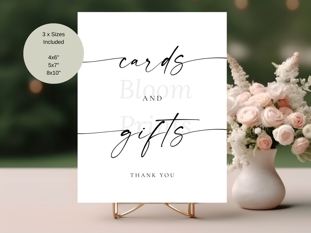 Emmaminimalist Cards and Gifts Sign | Simple Gift Table Sign | Modern ...