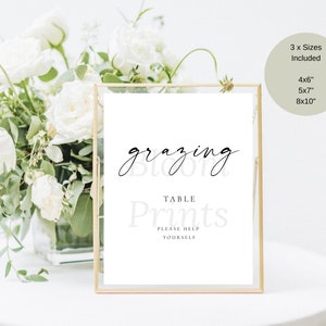 Amber Minimalist Grazing Table Sign Template | Modern Food Table Sign ...