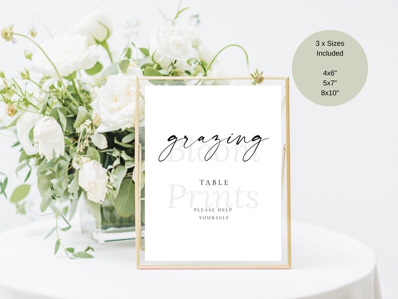 Amber Minimalist Grazing Table Sign Template | Modern Food Table Sign ...
