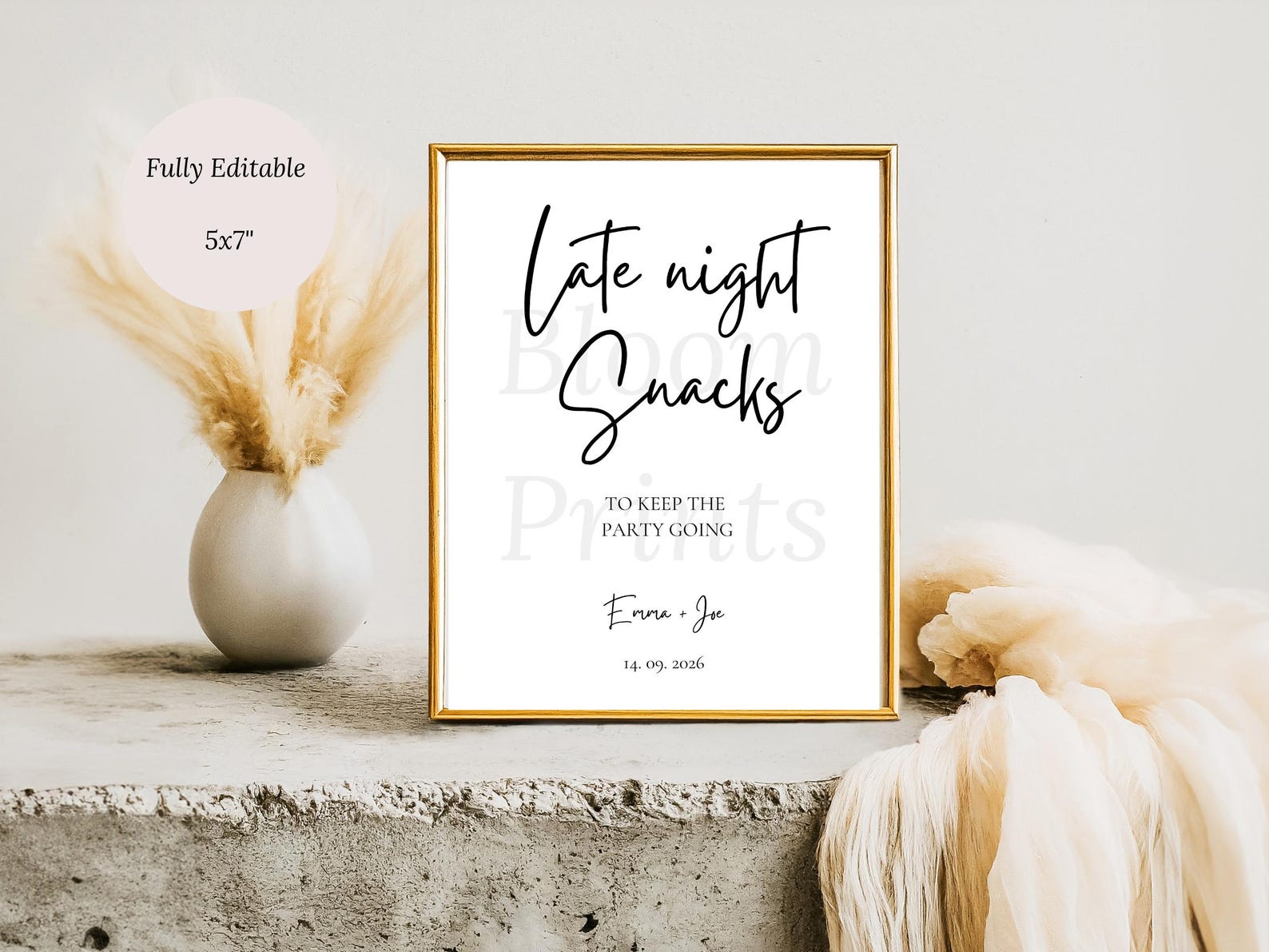 Mia Minimalist Late Night Snacks Sign | Late Night Snacks Sign | Modern ...