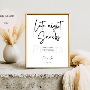 Mia Minimalist Late Night Snacks Sign | Late Night Snacks Sign | Modern ...