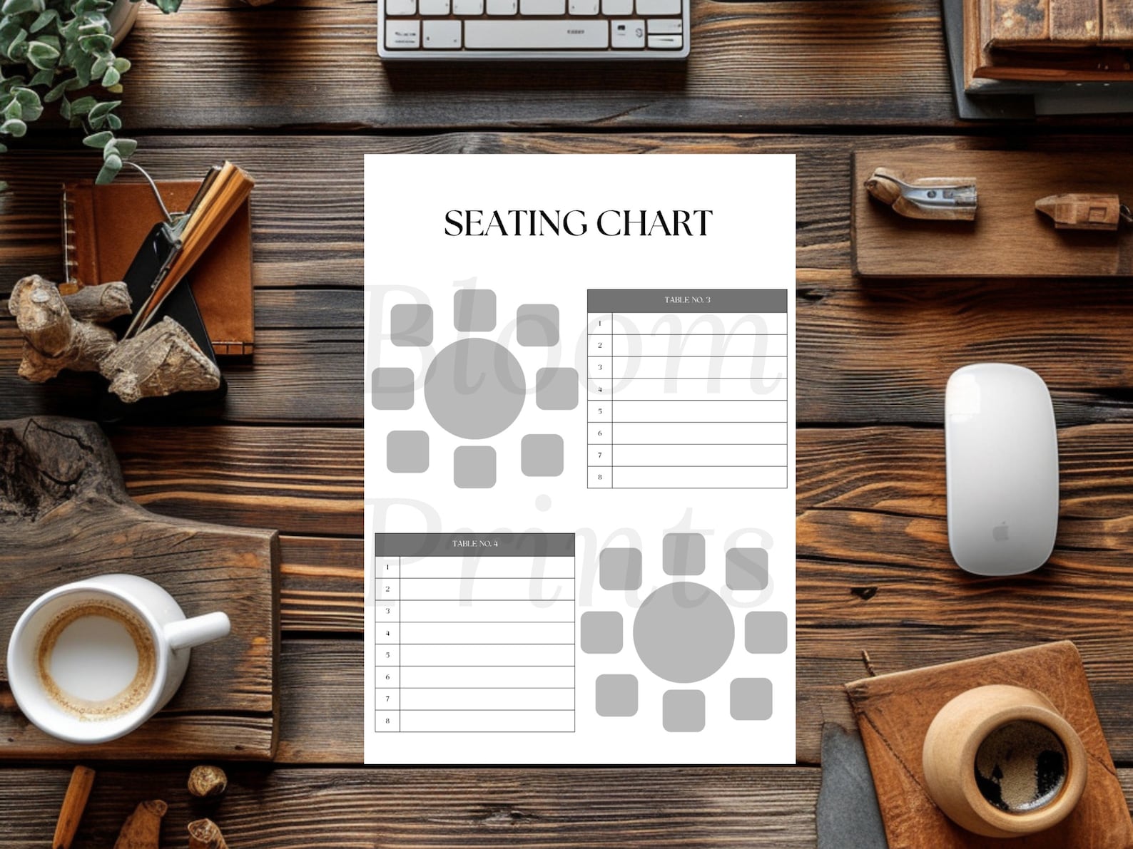 Printable 8 Seater Wedding Table Seating Chart|round Table Seating ...