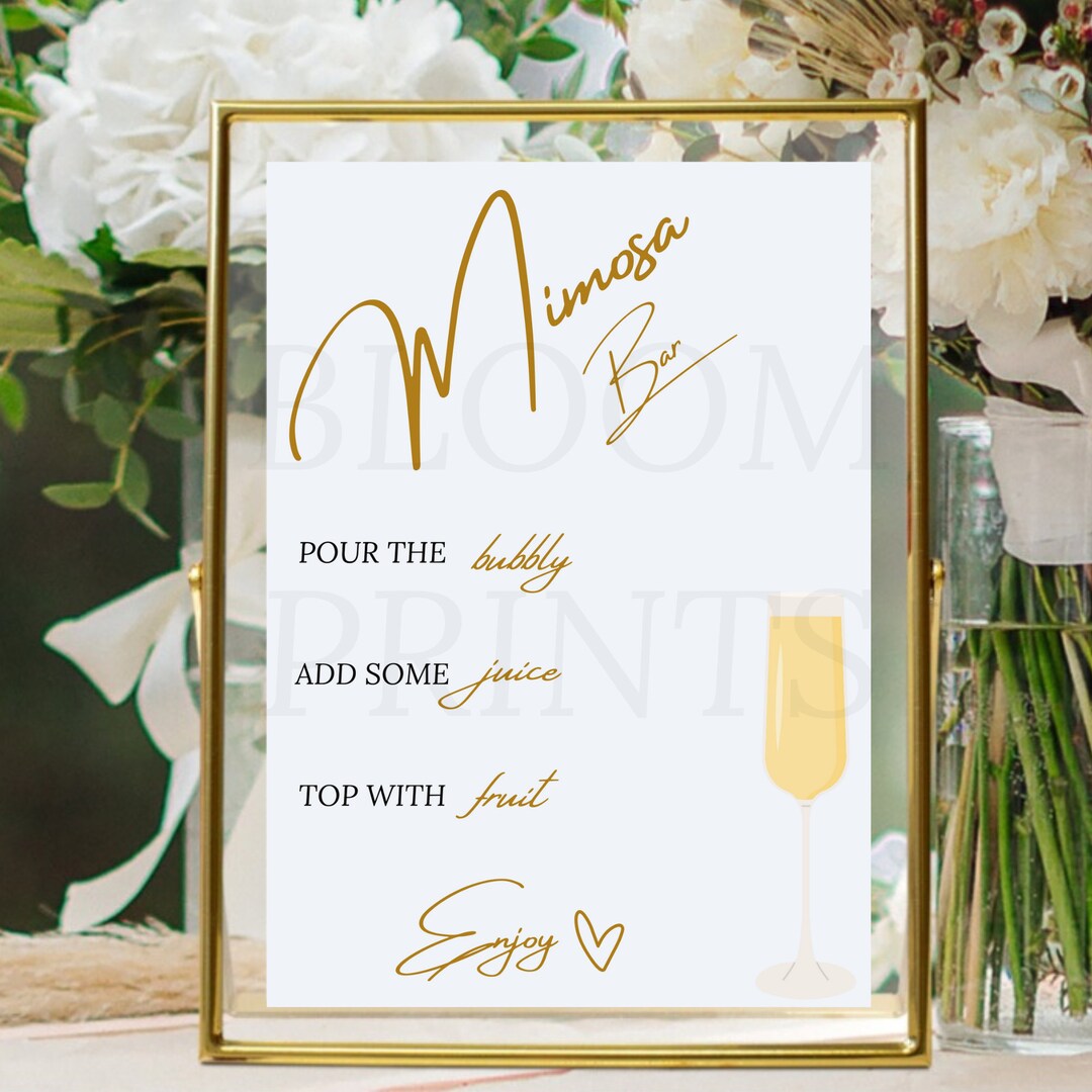 Mimosa Bar Sign | Printable Bar Sign | Script Mimosa Bar Sign | Modern ...