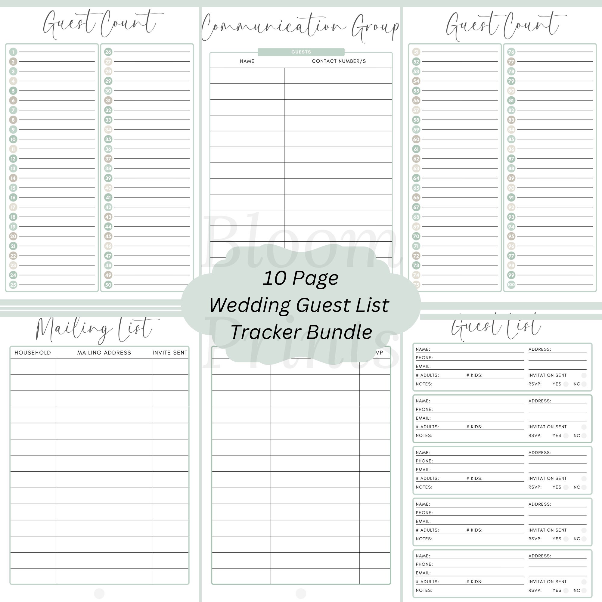 Wedding Guest List Template | Wedding Guest| Gift Tracker | Wedding ...