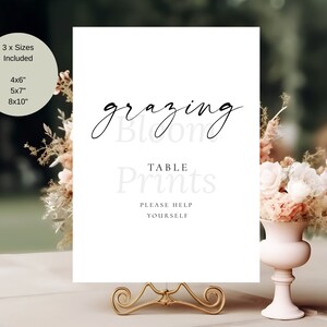 Amber Minimalist Grazing Table Sign Template | Modern Food Table Sign ...