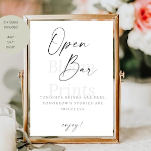Amber Open Bar Sign Printable | Modern Wedding Bar Sign | Bohemian Free ...
