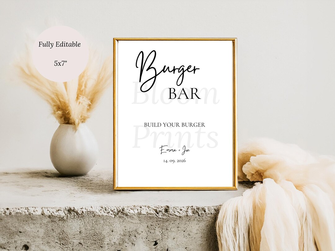 Mia Minimalist Burger Bar Sign | Grab a Burger Sign | Build Your Own ...