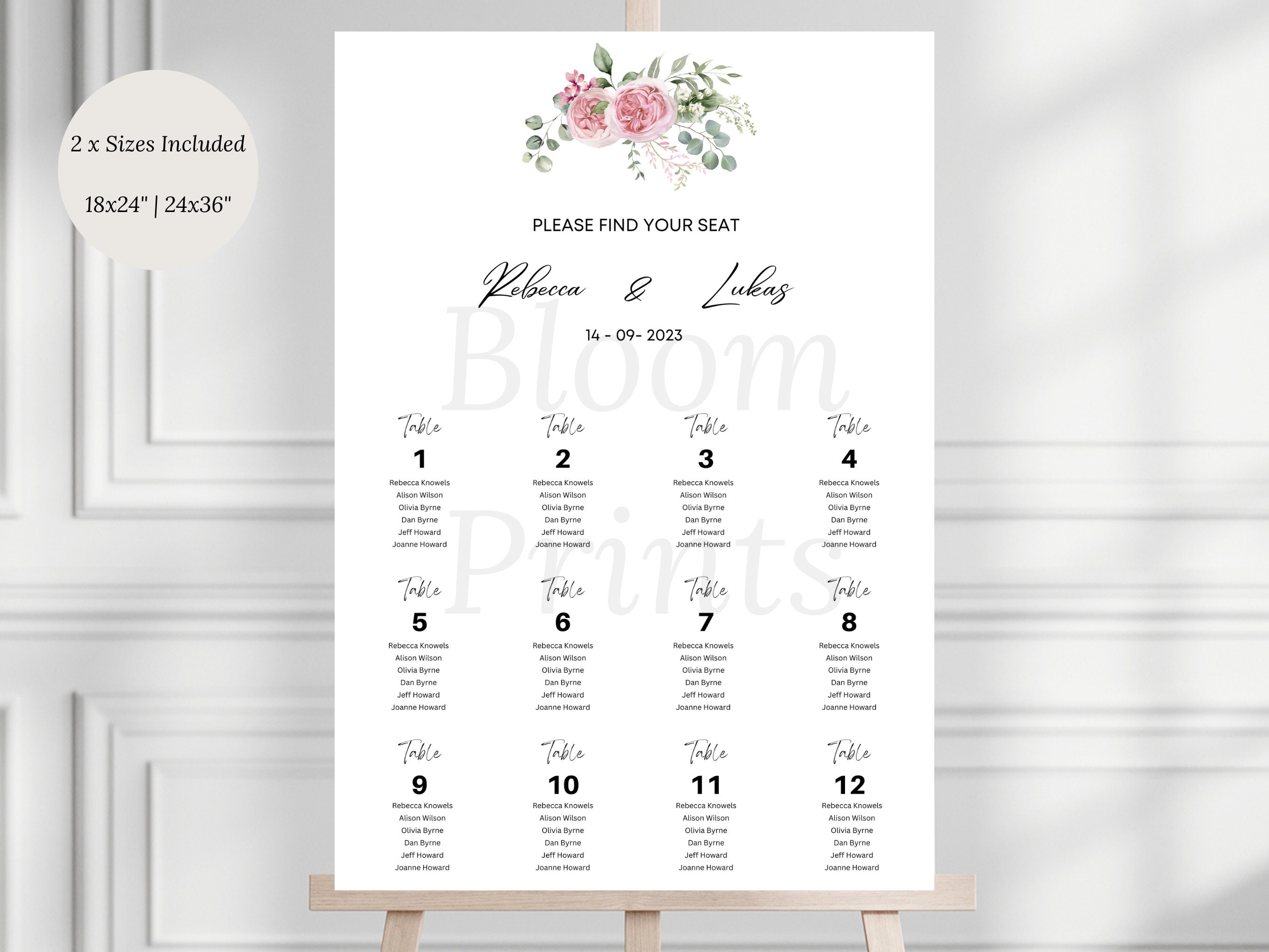 Seating Chart Template Editable Seating Chart Printable Seating Plan ...