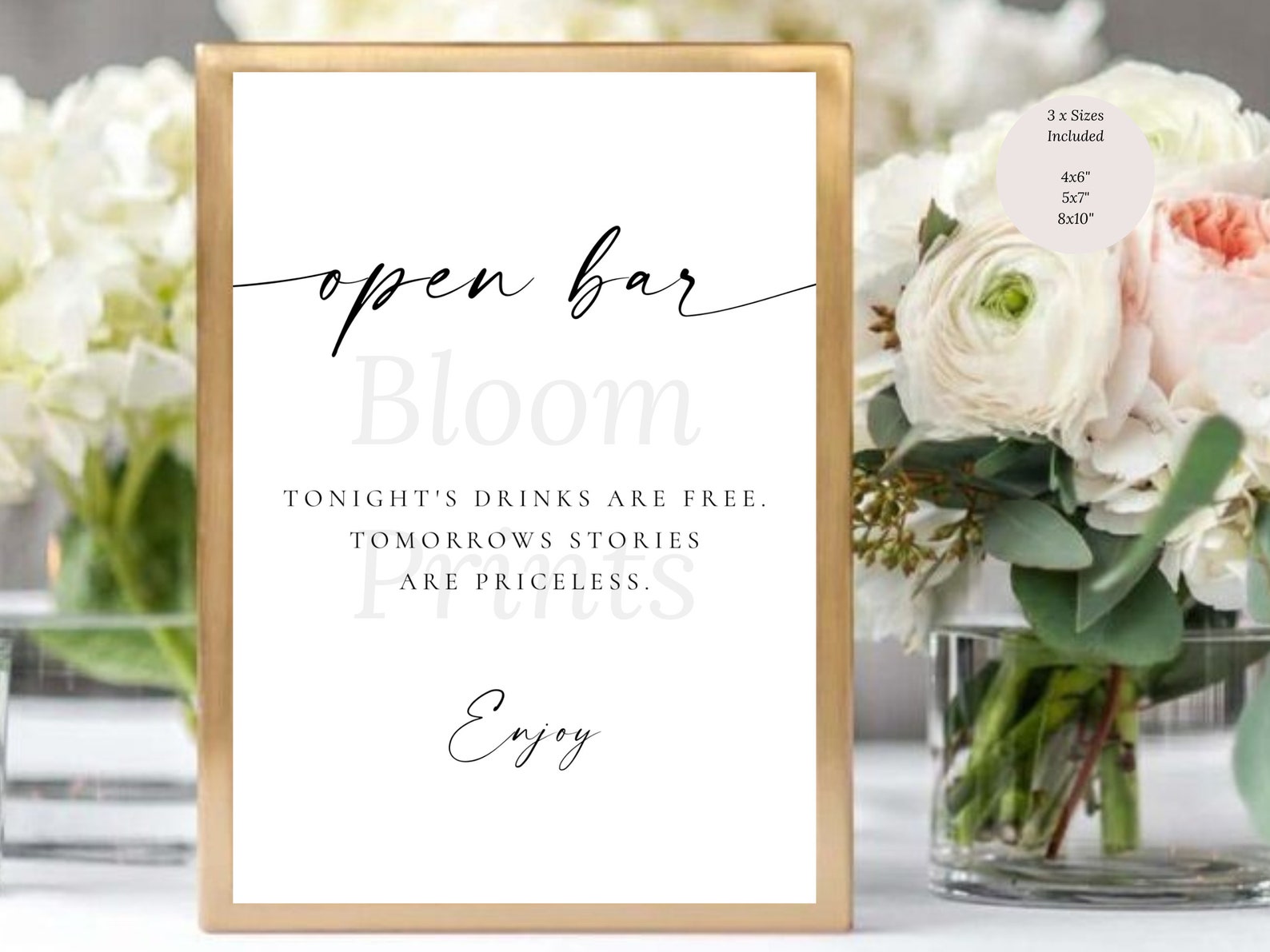 Emma Open Bar Sign Printable Modern Wedding Bar Sign Bohemian Free ...