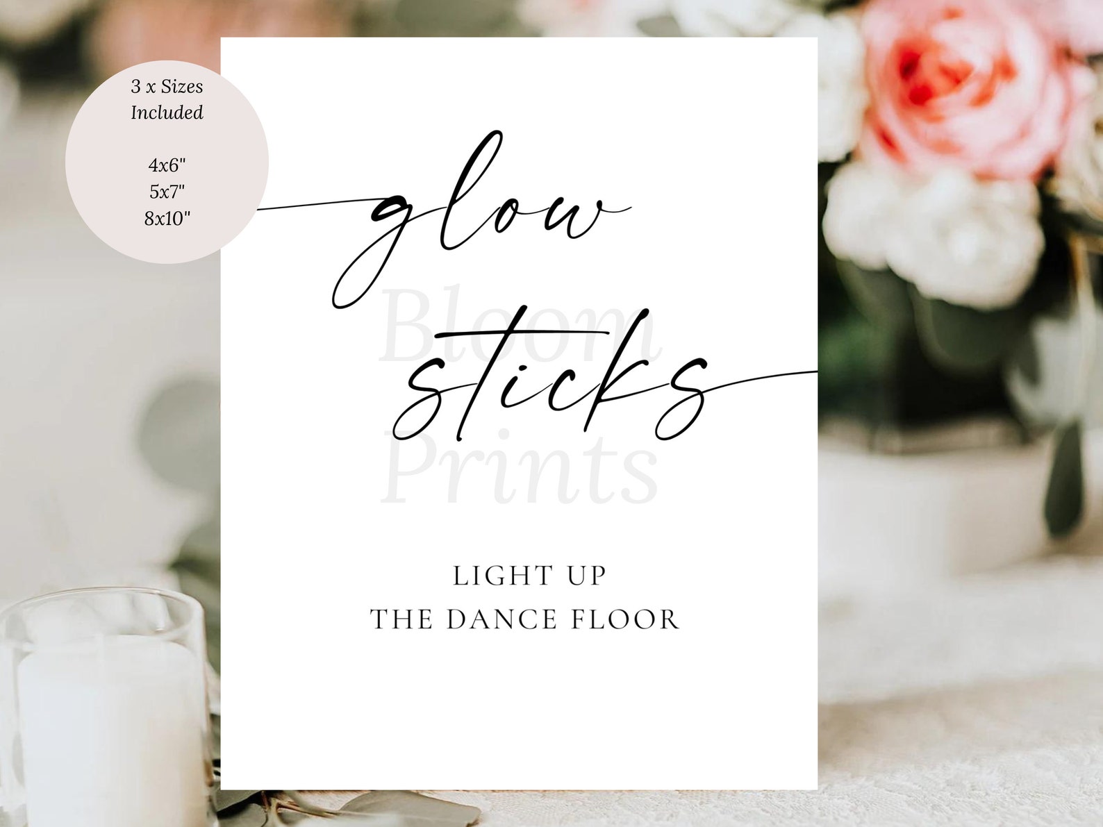 Emma Wedding Glow Stick Sign Template | Light up the Dance Floor Sign ...