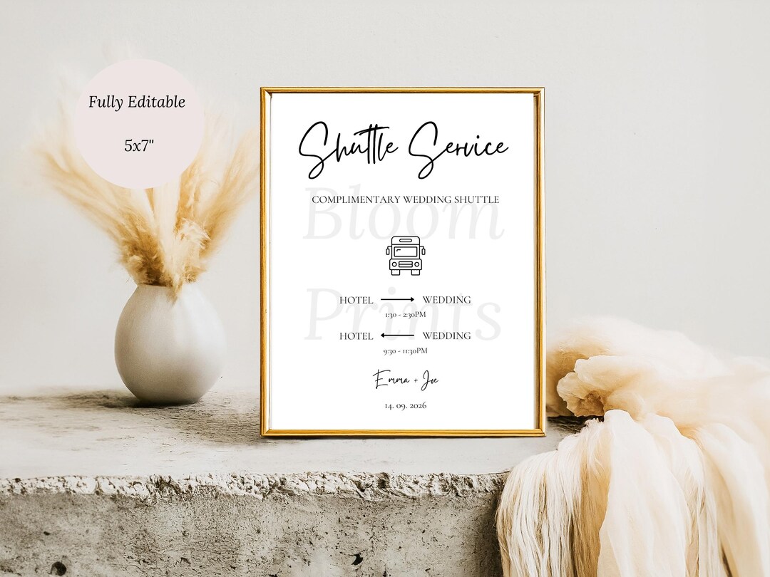 Mia Shuttle Service Wedding Signage | Bus Service Signage | Wedding ...