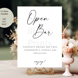 Amber Open Bar Sign Printable | Modern Wedding Bar Sign | Bohemian Free ...