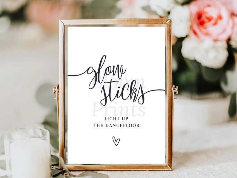 Wedding Glow Stick Sign Template | Light up the Dance Floor Sign ...