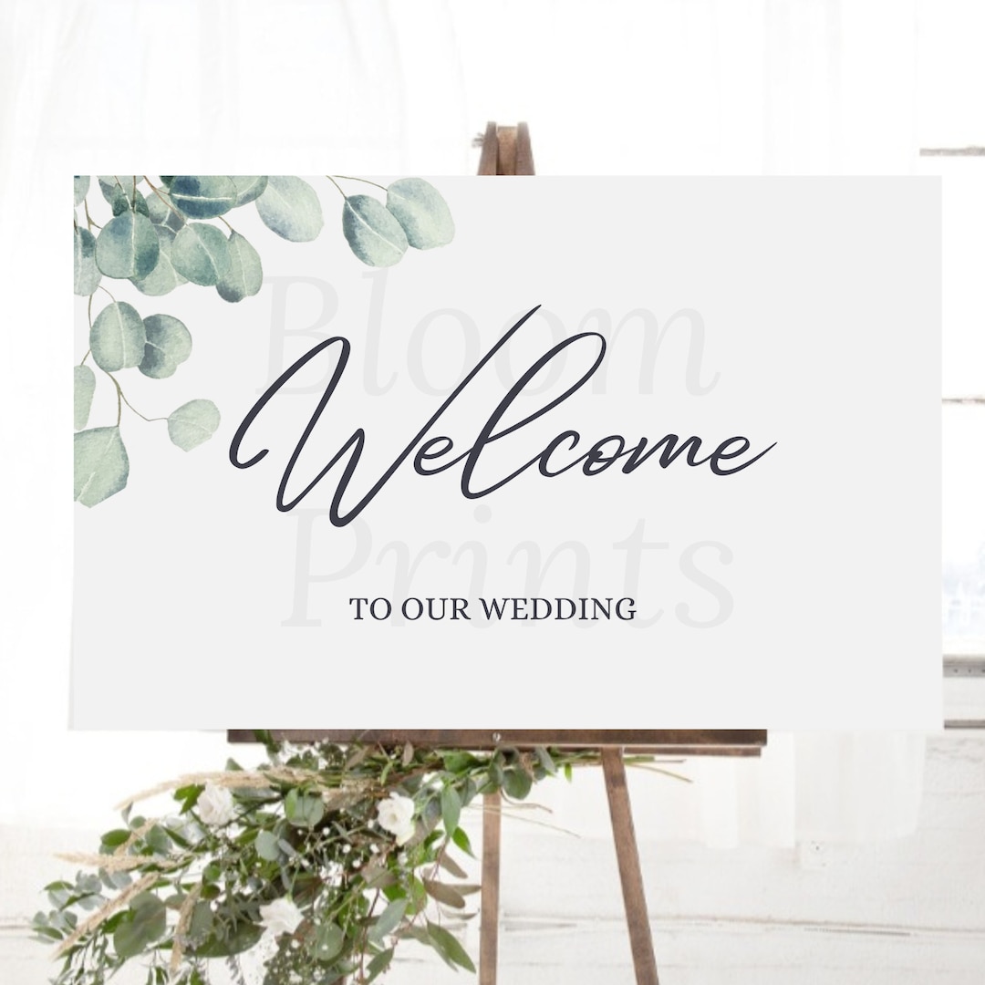 Eucalyptus Welcome Sign Printable Script Welcome Poster Template ...