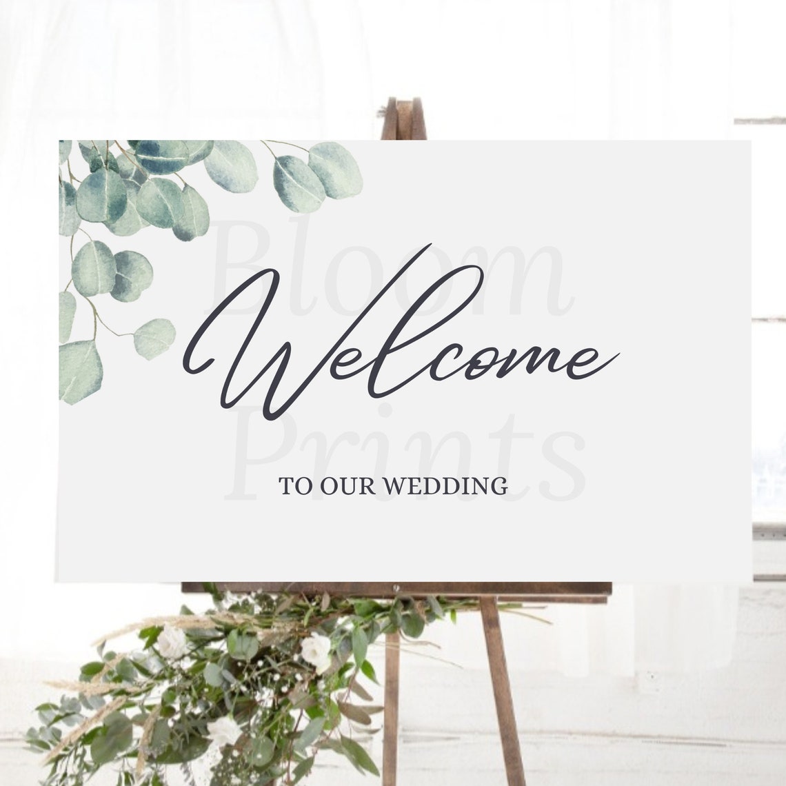 Eucalyptus Welcome Sign Printable Script Welcome Poster - Etsy