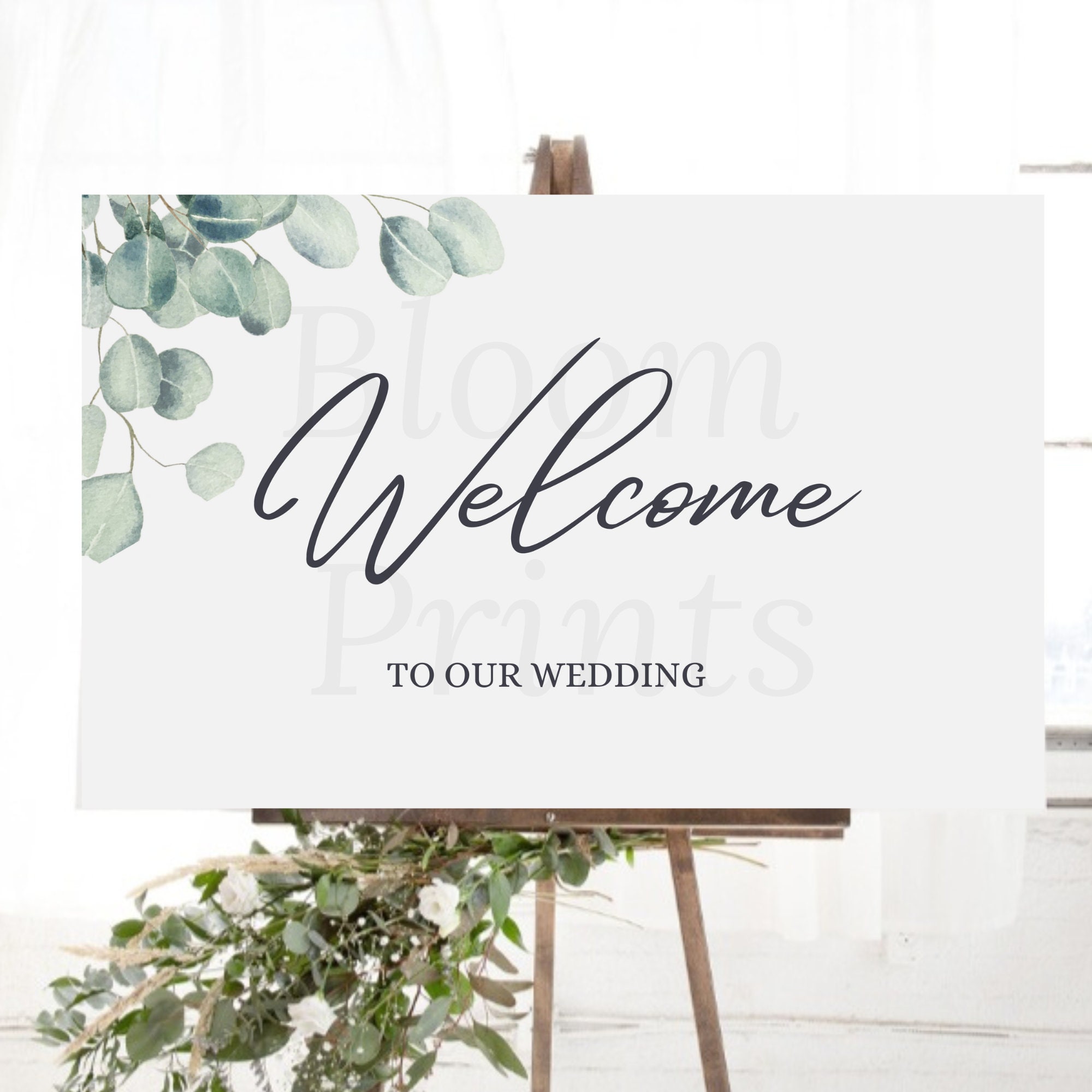 Eucalyptus Welcome Sign Printable Script Welcome Poster Template ...
