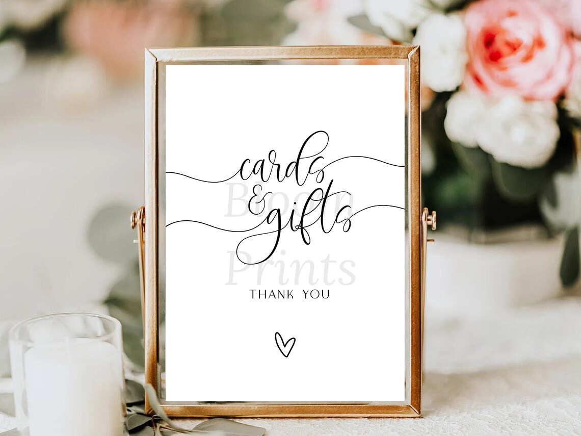 Minimalist Cards and Gifts Sign | Simple Gift Table Sign |modern ...