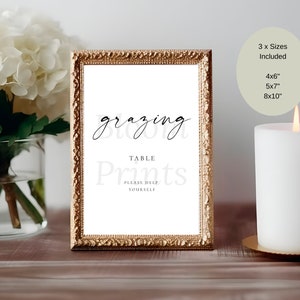 Amber Minimalist Grazing Table Sign Template | Modern Food Table Sign ...
