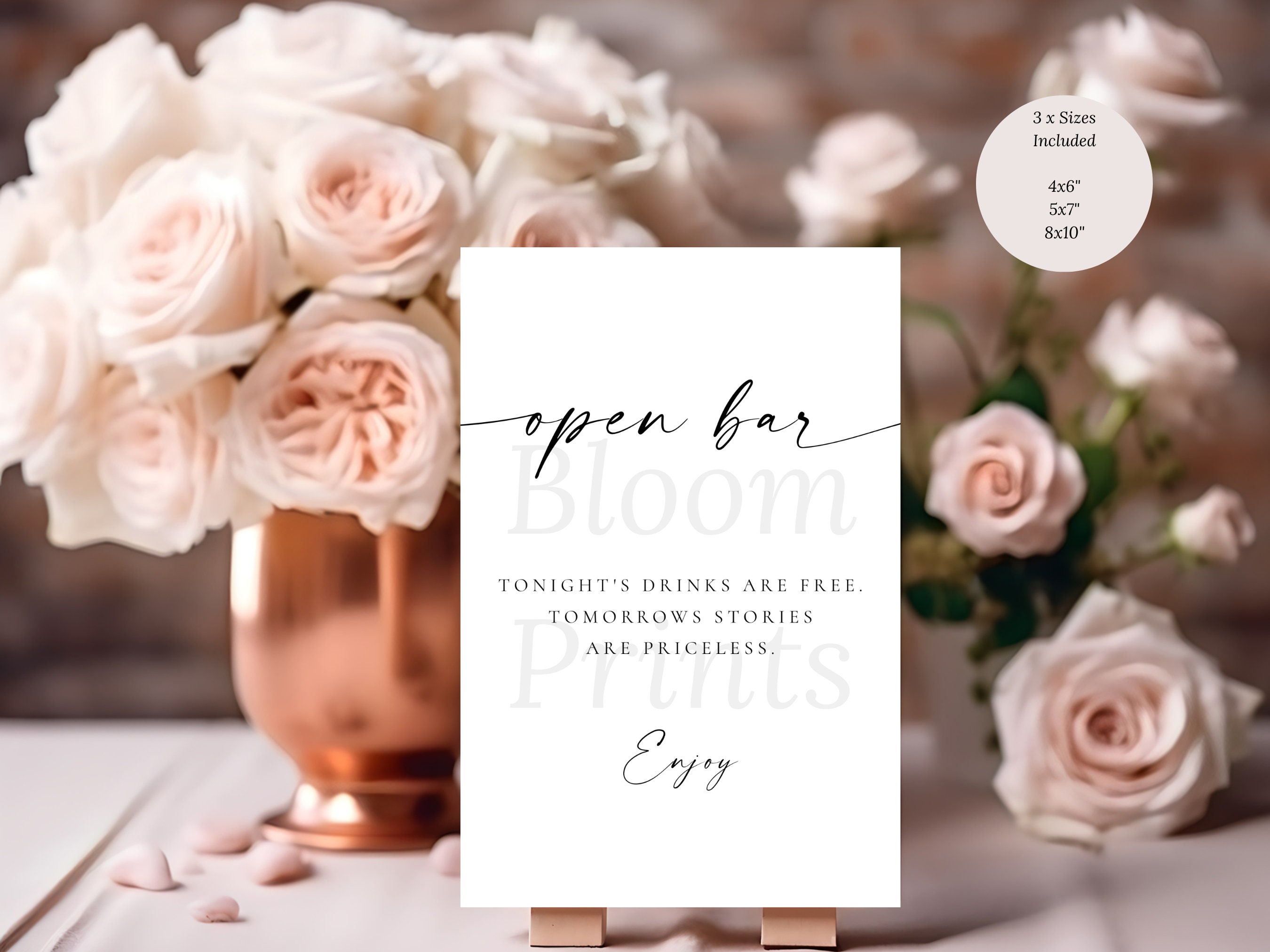 Emma Open Bar Sign Printable Modern Wedding Bar Sign Bohemian Free ...
