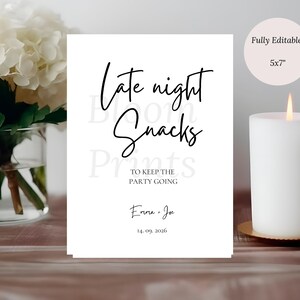 Mia Minimalist Late Night Snacks Sign | Late Night Snacks Sign | Modern ...
