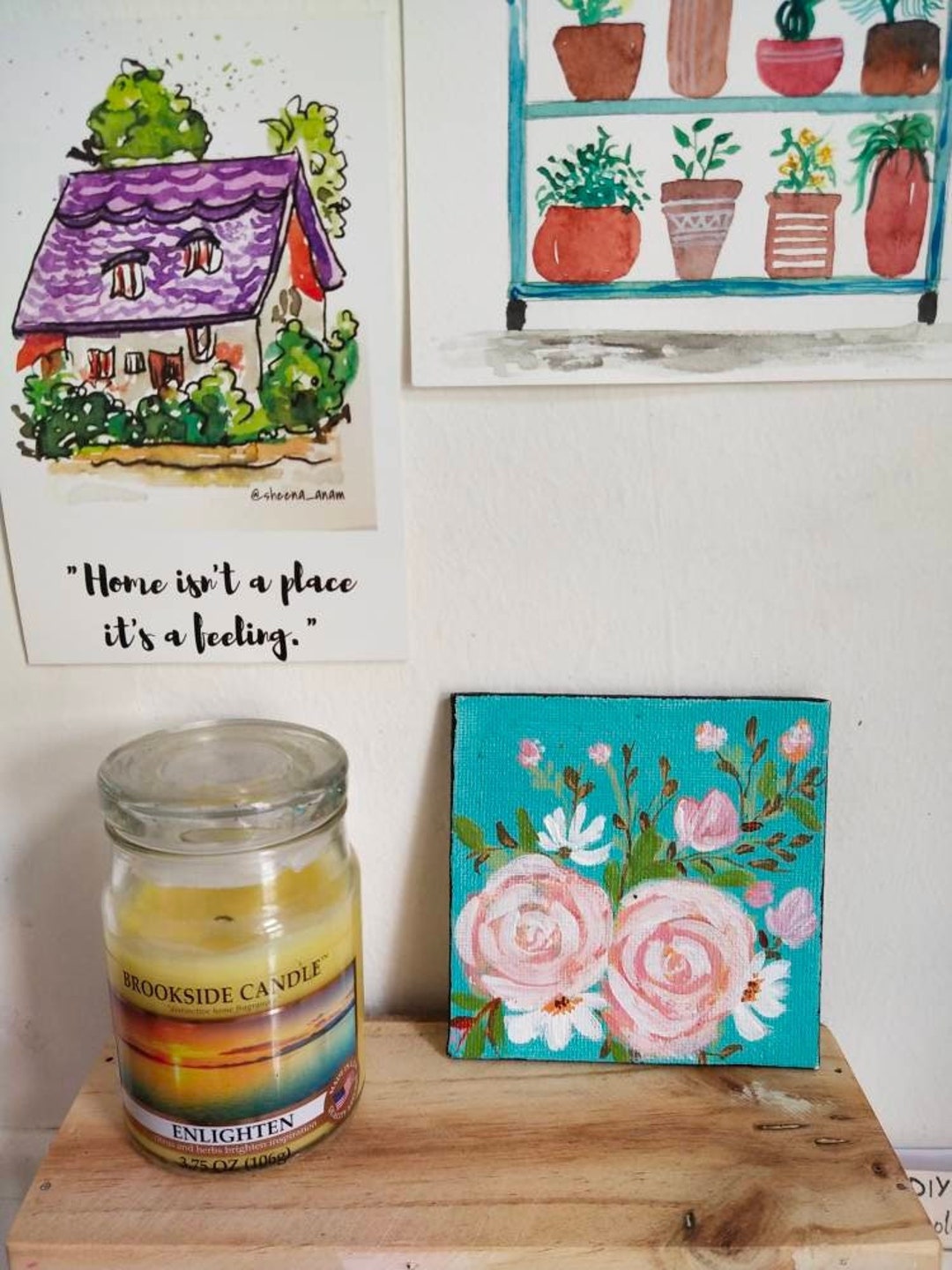 Mini Flower Painting Flower Small Canvas Orginal Art, Acrylic Painting ...